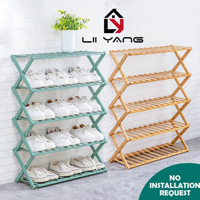 Shoes Rack Wooden Foldable Portable 3,4 & 5Tier/Layers Multifunctional ...