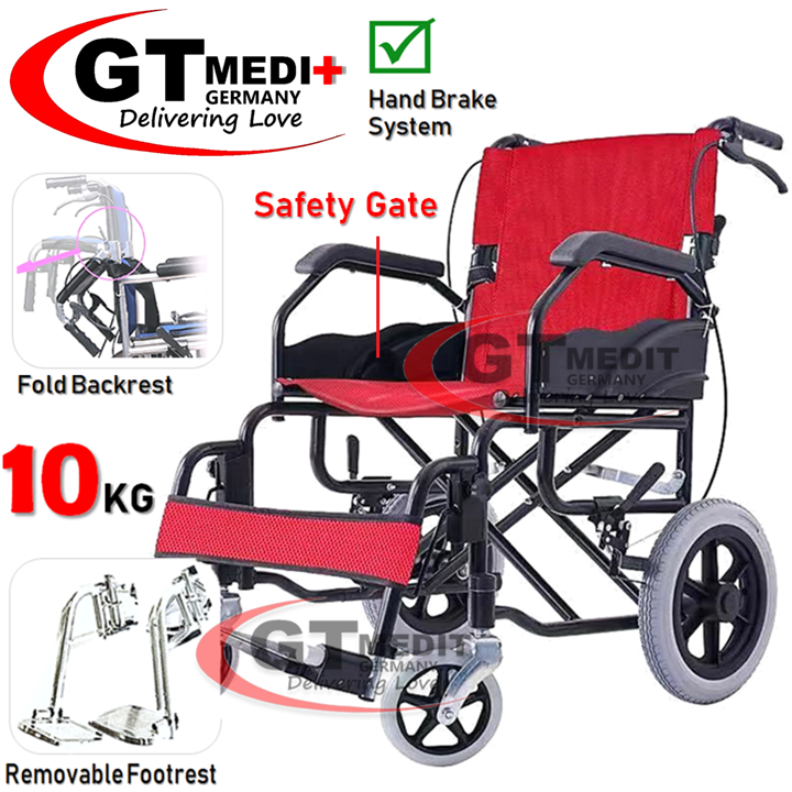 WHTZB-10 GT MEDIT GERMANY Ultra Lightweight Wheelchair Foldable Travel Transport Wheel Chair ...