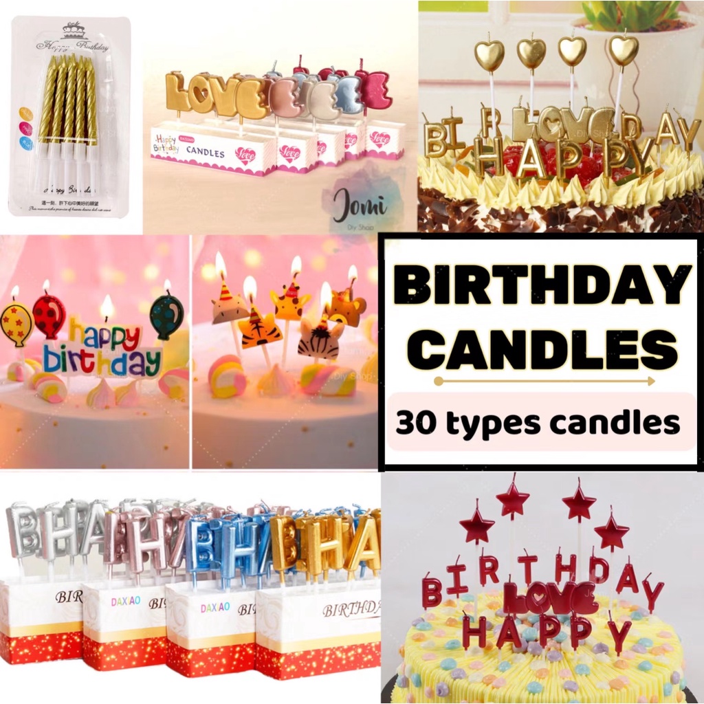 🔥Ready Stock🔥Cake Topper Birthday Candle Set Cute Cartoon Theme Gold ...