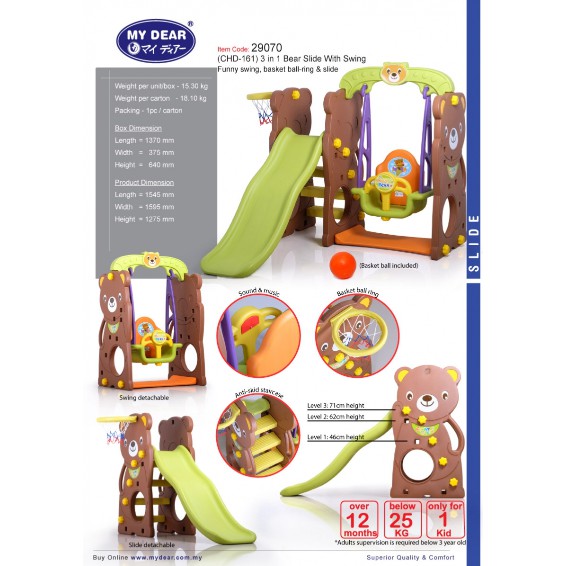 My Dear 3 In 1 Bear Slide with Swing 29070 (FJBJ) | Shopee Malaysia