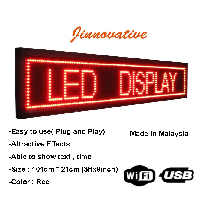 LED DISPLAY SIGN BOARD Running Message Display LED Tulisan Jalan 104cm ...