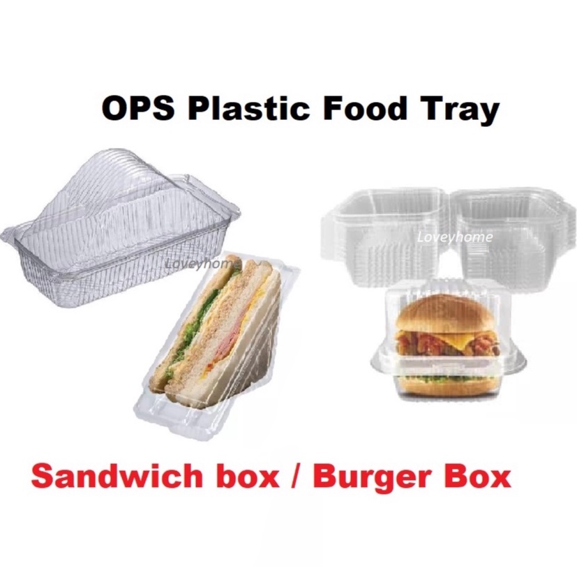 🔥Packaging🔥 OPS Plastic Food Tray Disposable Sandwich Burger Salad Box ...