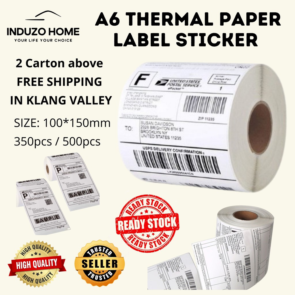 READY STOCK A6 Thermal Sticker AWB Airway Bill Sticker Shopee Waybill ...