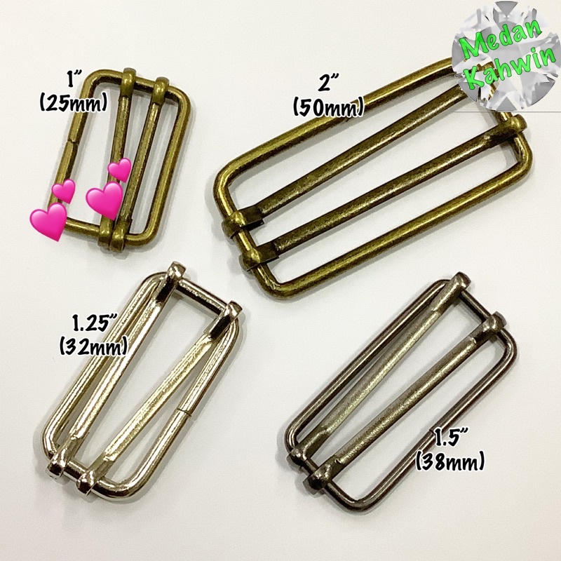 #BJ006410K Pelaras Petak 2 Palang Beralih 1" Buckle 2 Bar Adjuster Tape ...