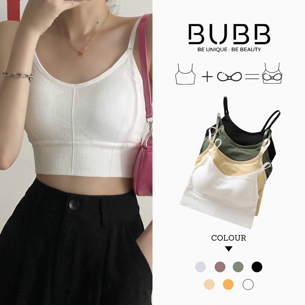 Plain Crop Top Adjust Straps Korean Sportswear Camisole Women Seluar Perempuan 胸垫背心女 (BUBB Store ...