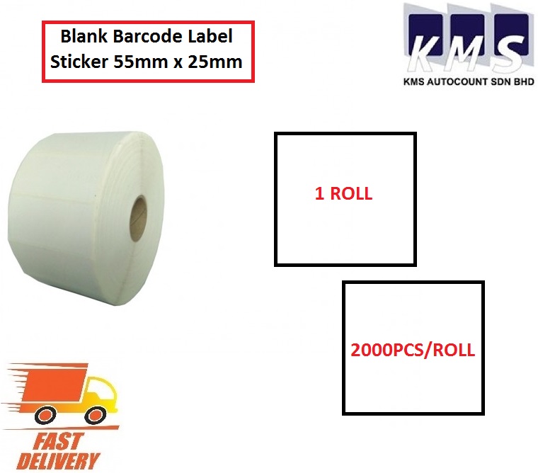 Blank Barcode Label Sticker 55mm x 25mm(2000pcs per roll) | Shopee Malaysia