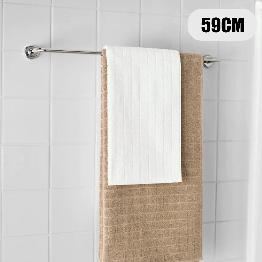 Stainless Steel Wall Mounted Single Rail Pole 59cm 70cm 80cm Towel Rack ...
