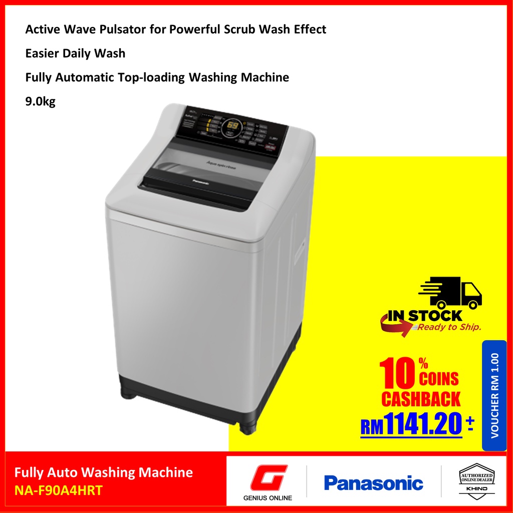 Panasonic Top Load Washing Machine Active Foam System (9kg) NA-F90A4HRT ...