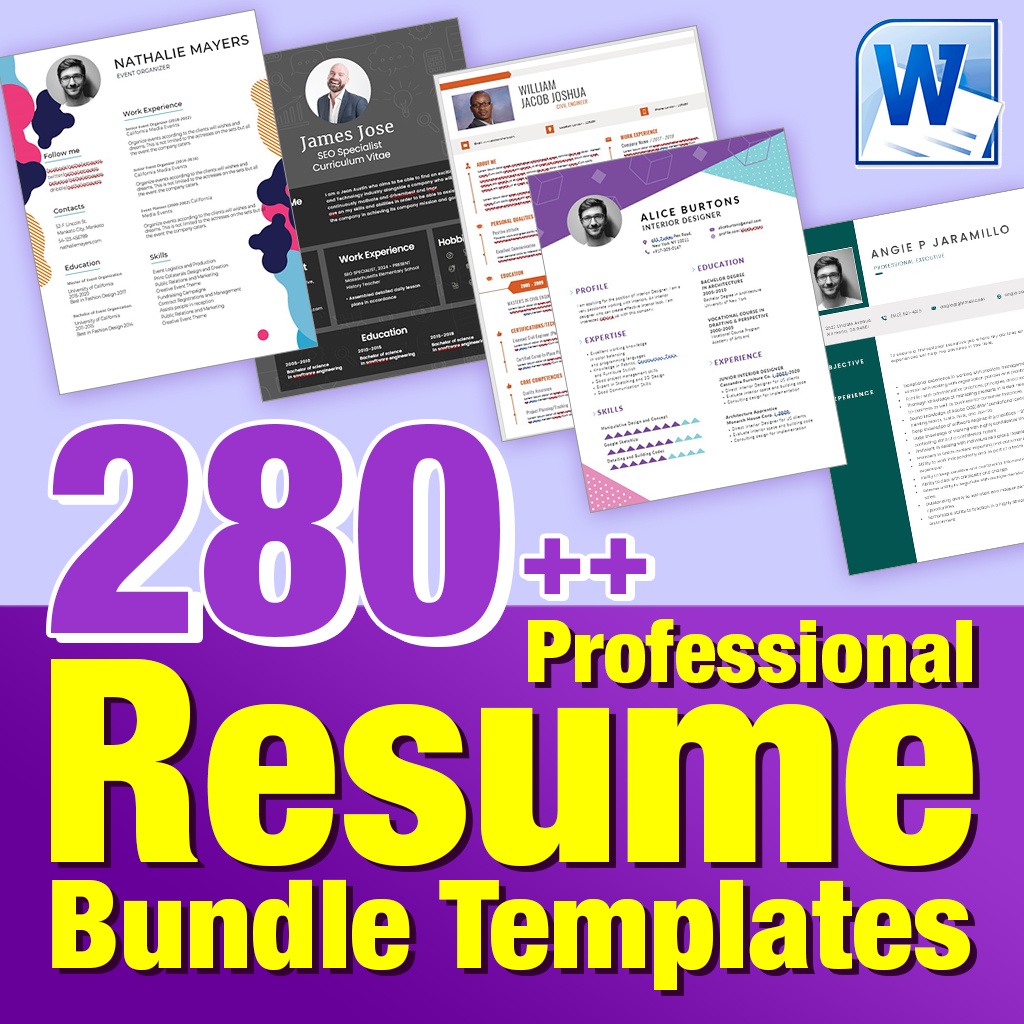 280++ Sets Professional Resume Templates (Free Monthly New Resume ...