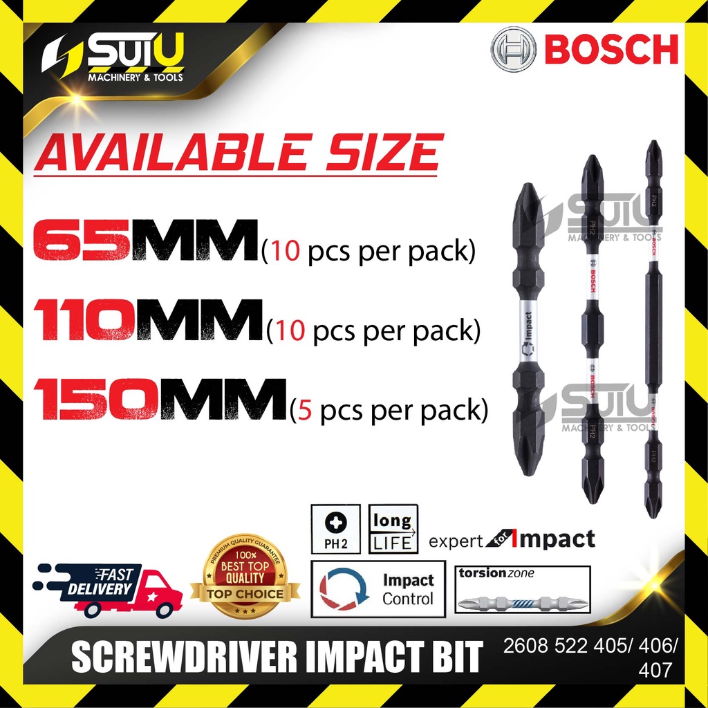 BOSCH 2608522405/ 406/ 407 5/10PCS Screwdriver Impact Bit (PH2x65mm ...