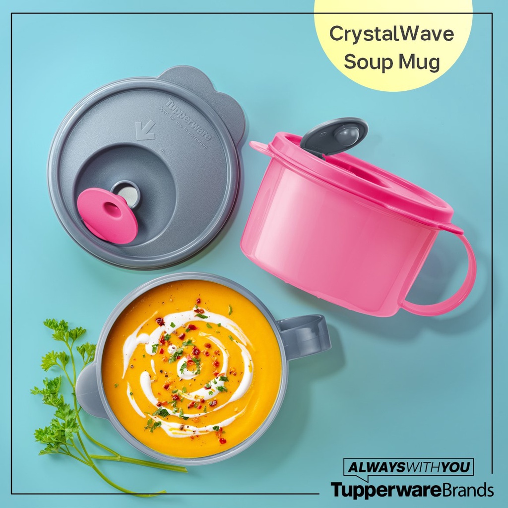 READY STOCK Tupperware Microwavable Crystalwave Soup Mug 460ml (1 ...
