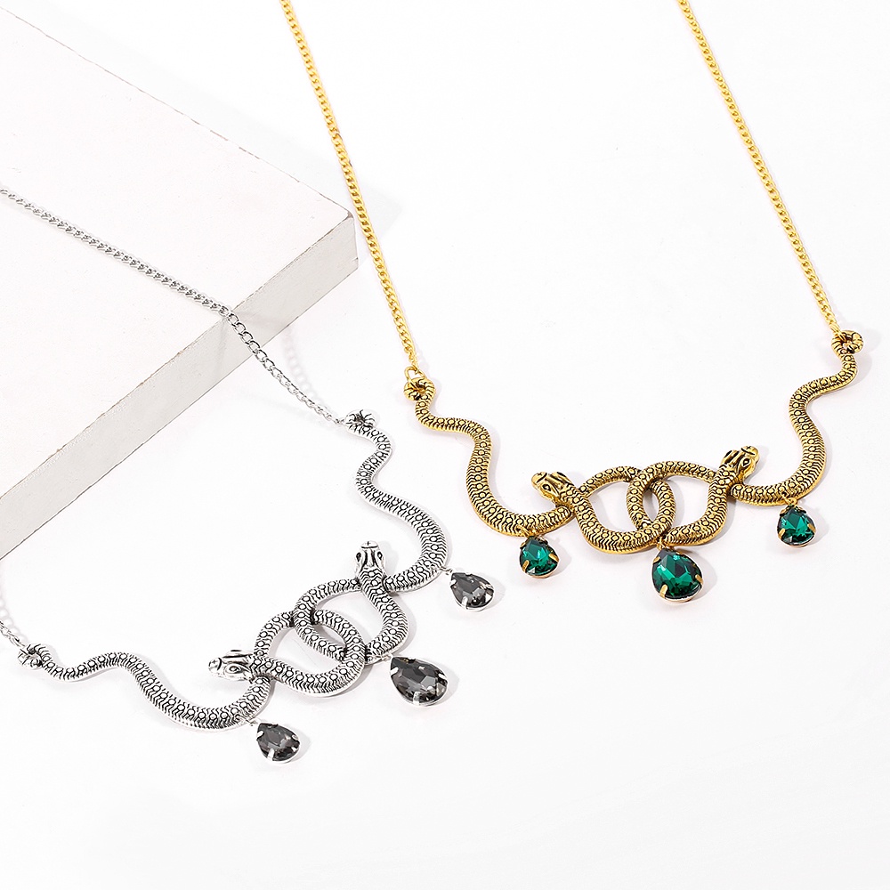 Medusa Snake Necklace Double Snake Pendant Heavy Metal Alloy Choker ...
