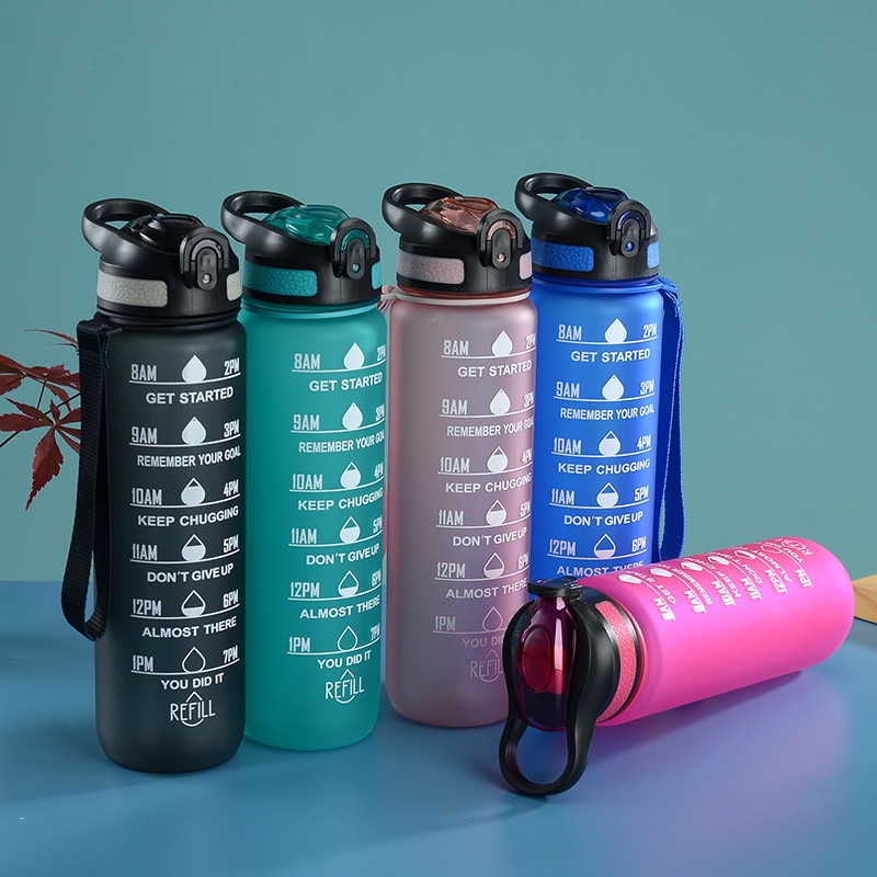 1000ml Ins Water Bottle with Straw Botol Air Viral BPA Free,Cute Children Kids Sports 1L Water ...