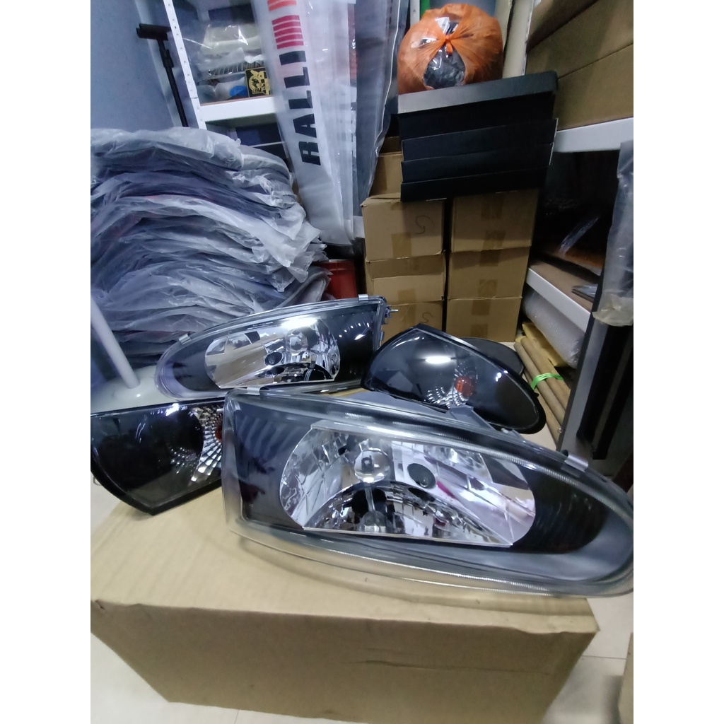 Head Lamp Proton Wira Crystal Smoke, Lampu Depan + Signal (4pcs ...