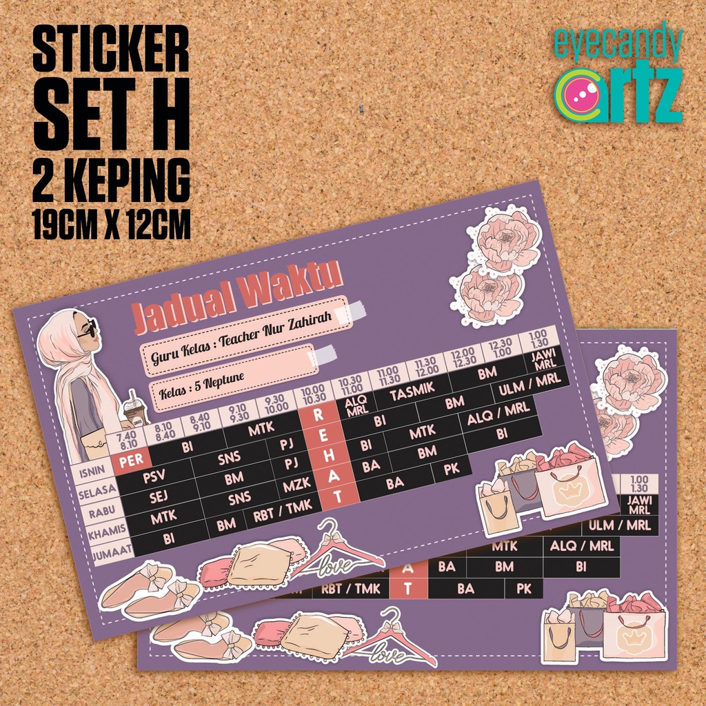 [2025] Sticker Jadual Waktu Sekolah (19cm x 12cm) | Custom School ...