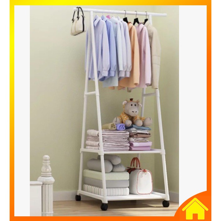 [OneHome] Korean Wardrobe Open Clothes and Storage Rack with Wheel ...