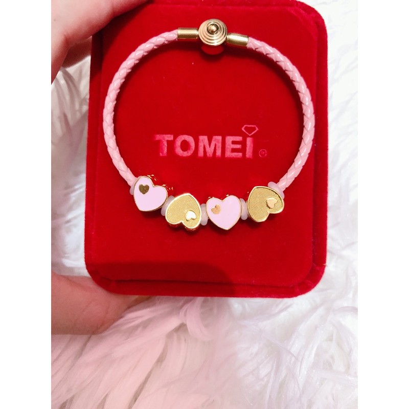 Pandora Charm love enamel pink Tomei used like new gold 916
