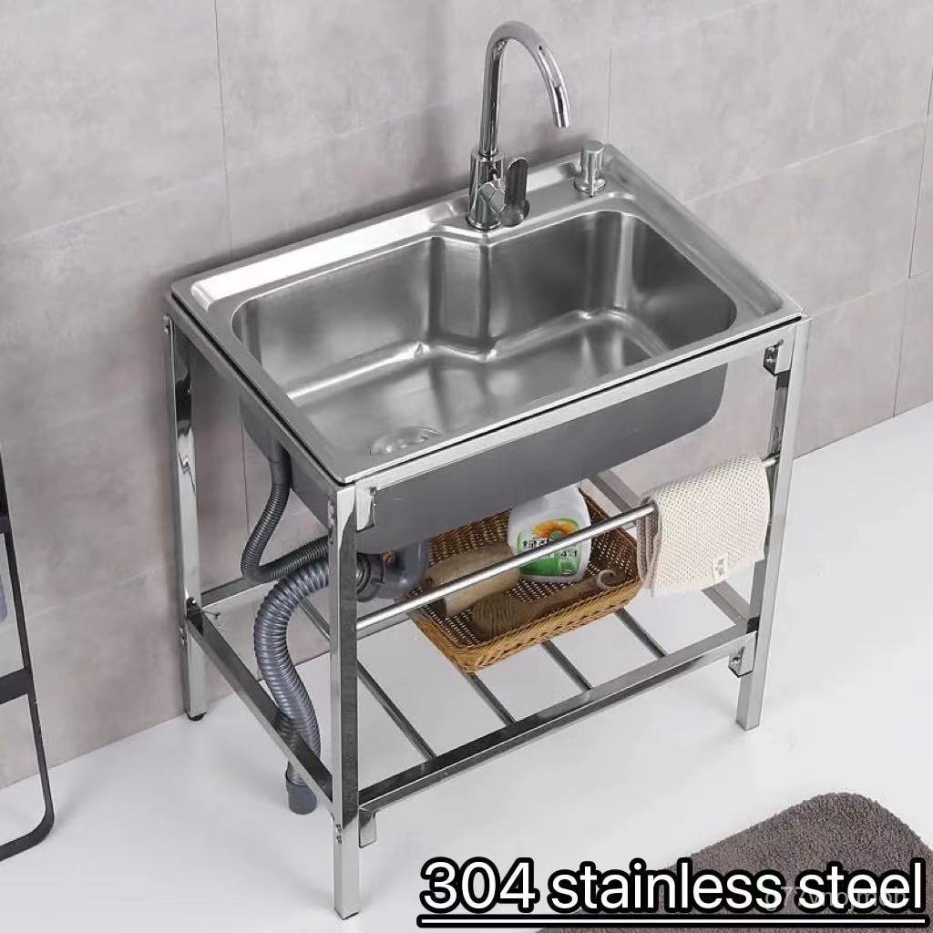 HOT！Simple sink, household kitchen, stainless steel sink with stand ...