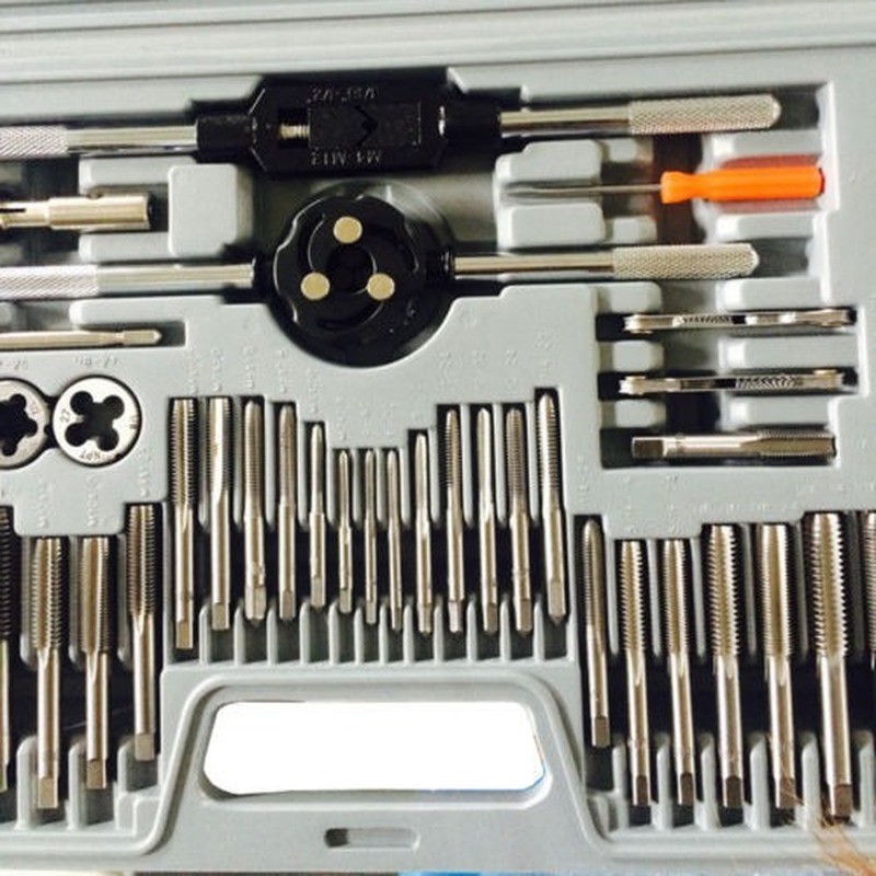 Alat Buat Bunga Skru Tap and Die Set Metric and Imperial Thread Tap Die Wrench Kit Hand Tapping ...