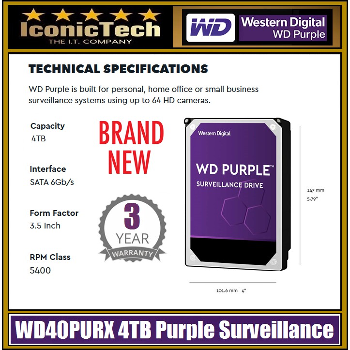 Western Digital WD Purple 4TB CCTV Internal SATA Hard Disk For ...