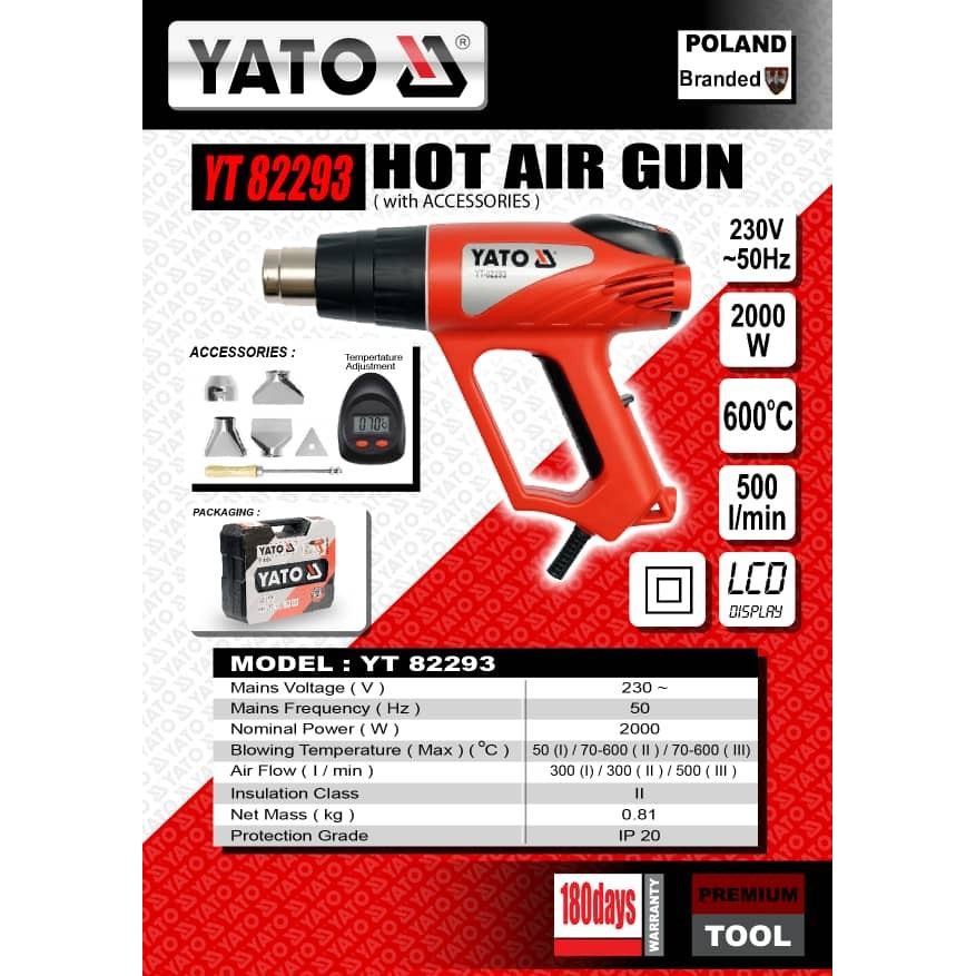 Yato YT-82293 Hot Air Gun 2000W Removal Old Paint Professional Wrapping ...