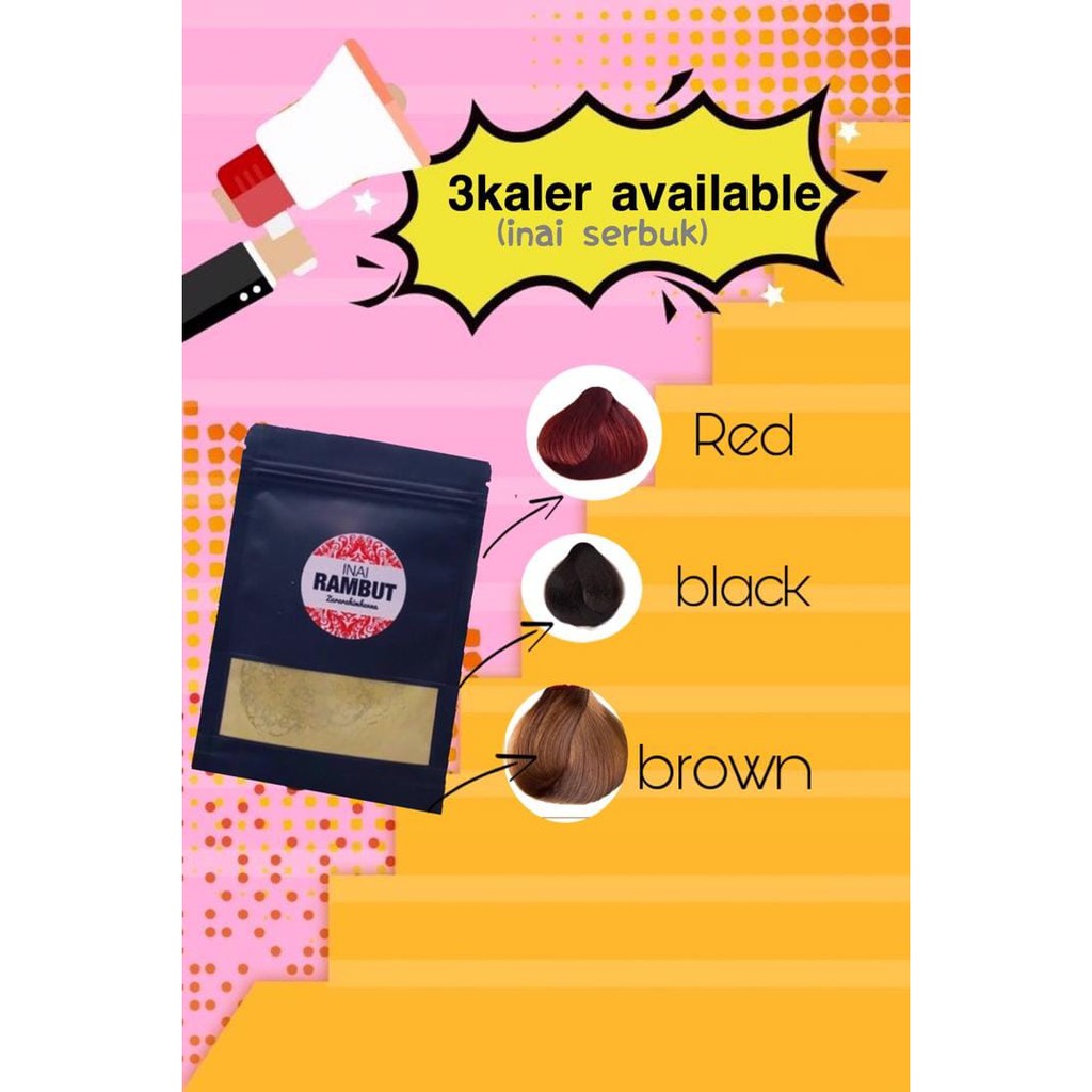 HOT ITEM INAI SERBUK RAMBUT (BROWN/ BURGUNDY / BLACK) | Shopee Malaysia