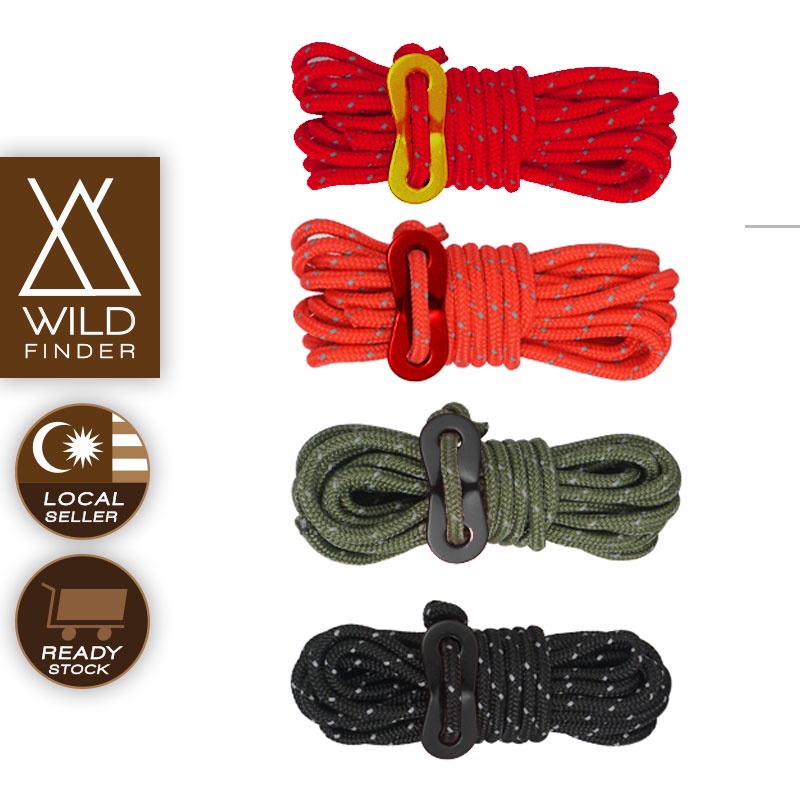 WildFinder High Quality Wind Rope 4pcs/Set(4MM*4M) Reflective Tent Wind ...