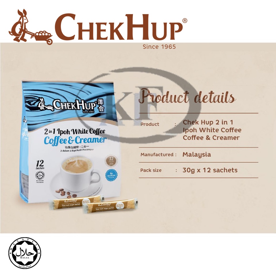 Chek Hup 3 in 1 Ipoh White Coffee Rich 40g x 12s , Original 40g x 12s ...