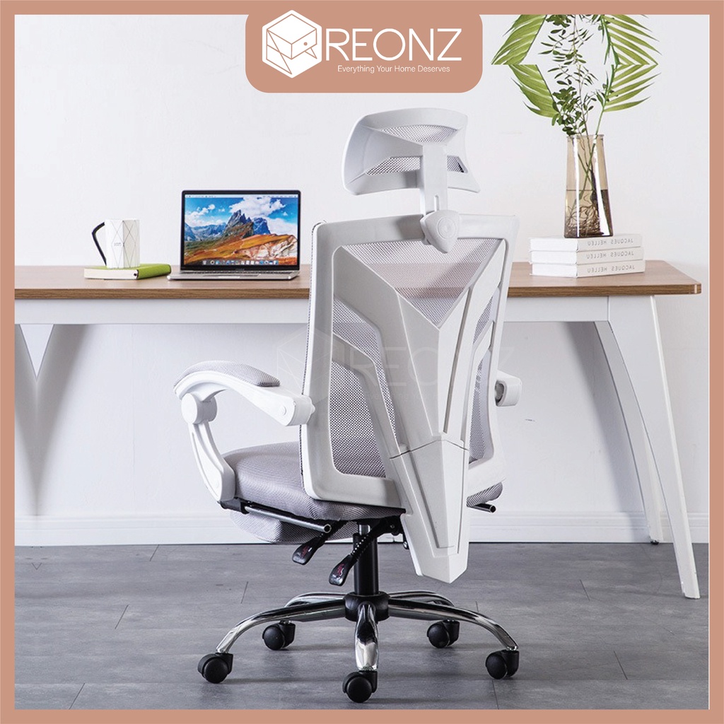 REONZ READY STOCK Chair Ergonomic Chair Executive Chair study gaming chair office White Black ...