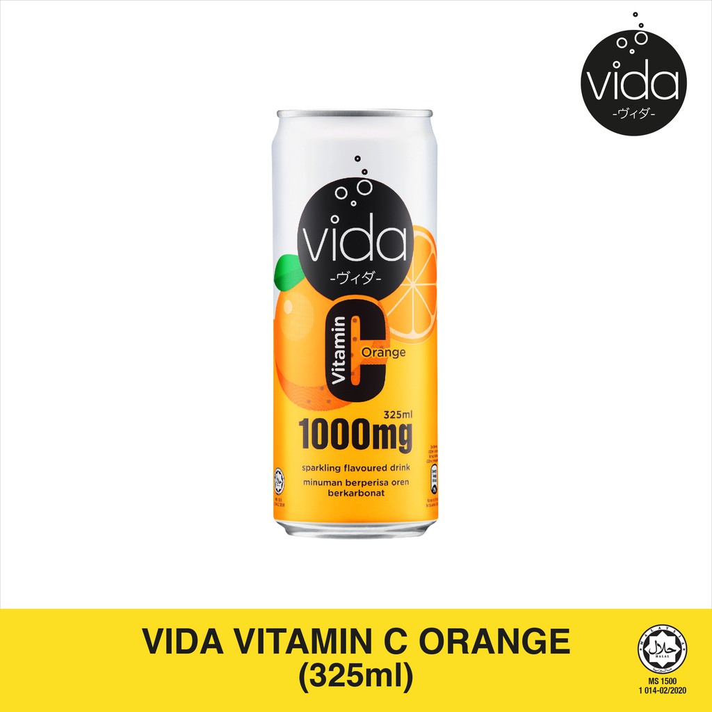 Vida Vitamin C Sparkling 325ml - Orange / Lemon / Kiwi / Pink Guava / Blackcurrant | Shopee Malaysia