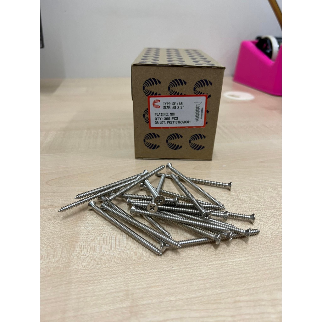 SUS 304 / Nickel Coat CSK Self Tapping Screws Wood Chipboard Screw Flat ...
