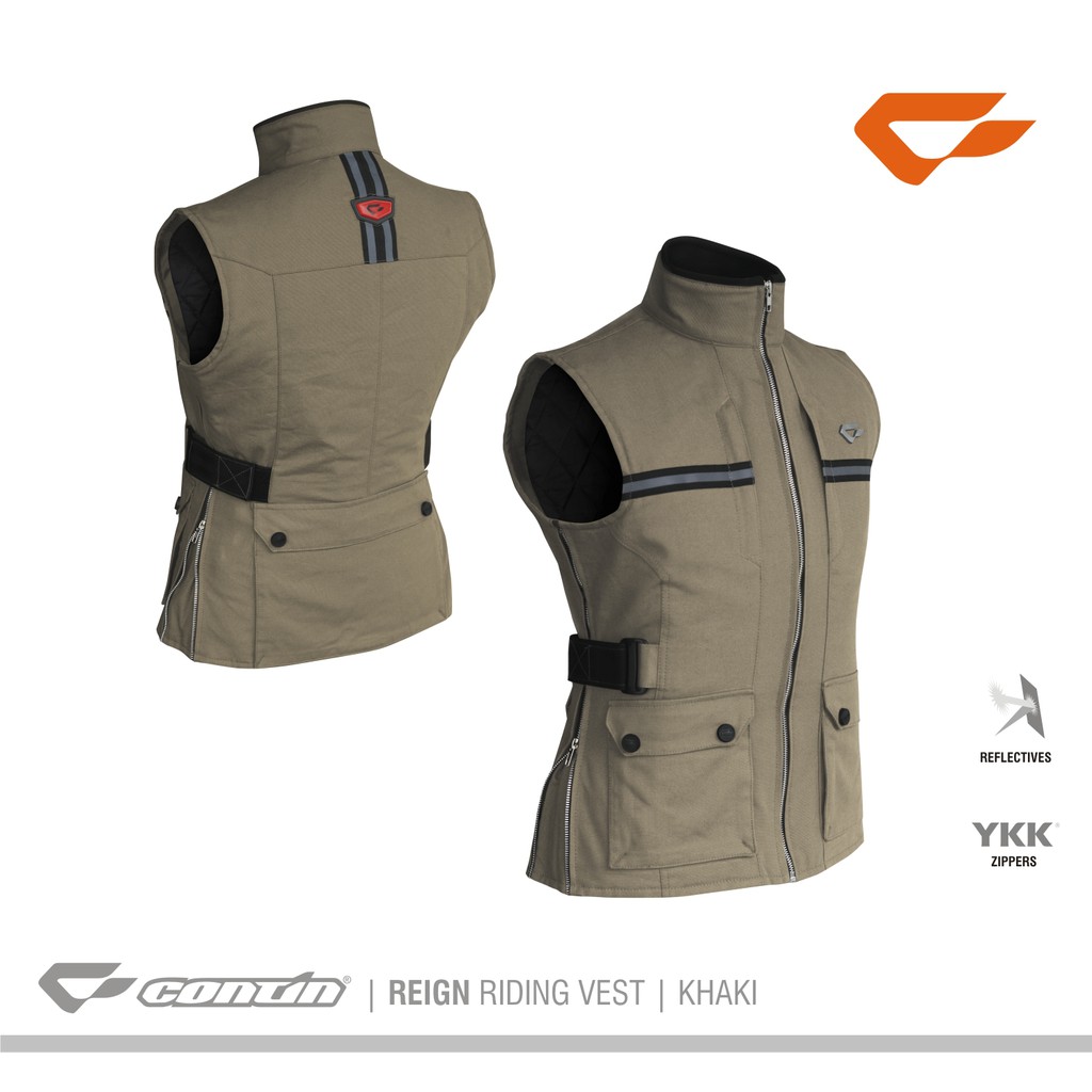 Continmoto Riding Vest Contin Reign - Khaki | Shopee Malaysia