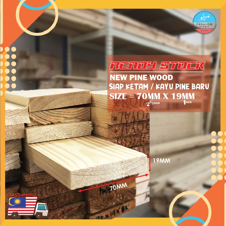 ( READYSTOCK )Kayu baru Pine Siap Ketam Kayu pelnagai saiz 71mm x 19mm ...
