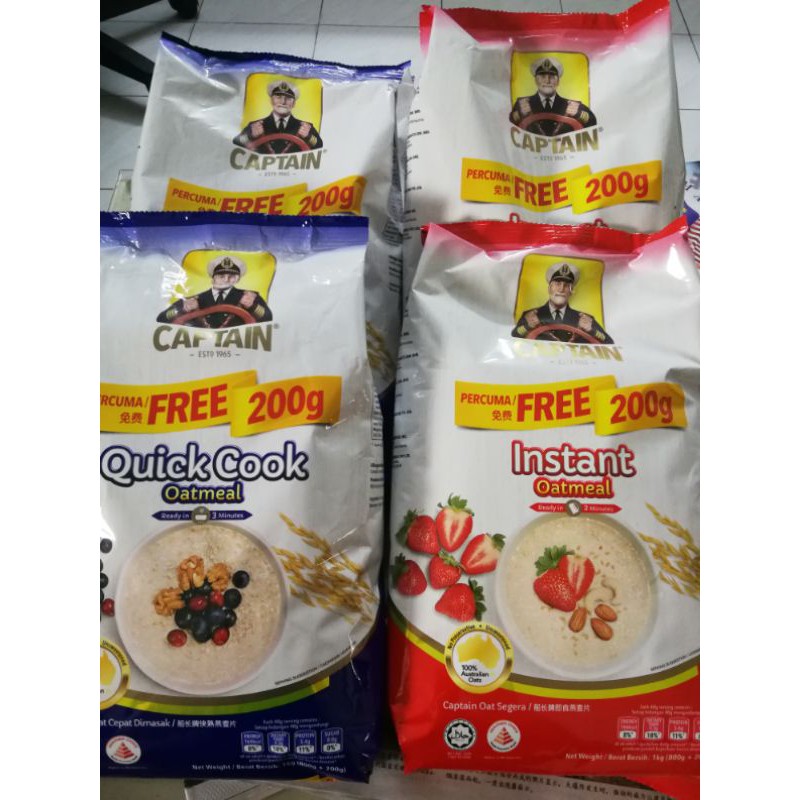 Captain Oats Instant Oatmeal/Quick Cook Oatmeal 800g, Instant Rolled ...