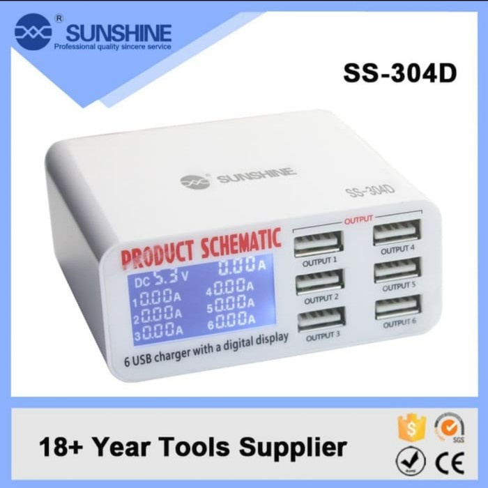 Universal Adapter - Sunshine Ss-304D 6-Port Digital Usb Smart Charger ...