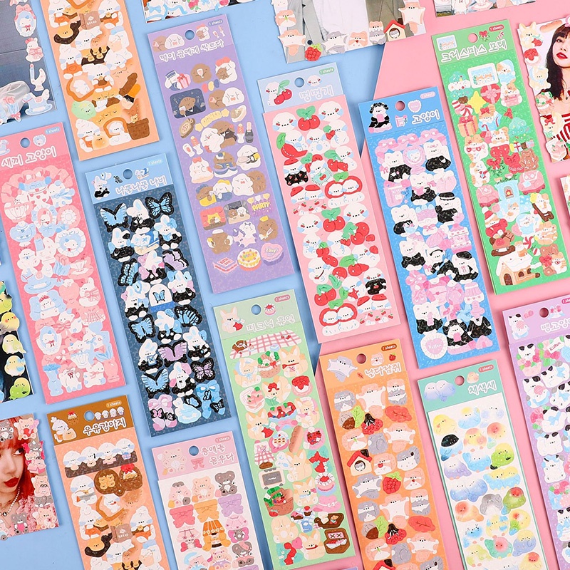 Lovely Cartoon Animal Series PVC Stickers Student Diary Deco DIY ...