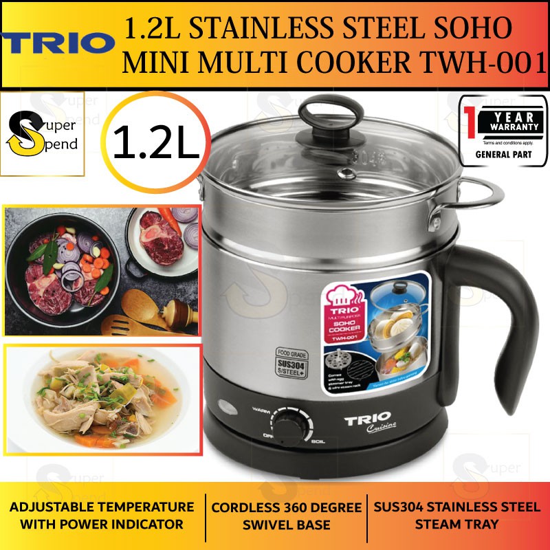 [ 1.2 Litres ] Trio Stainless Steel Soho Mini Multi Cooker TWH-001 ...