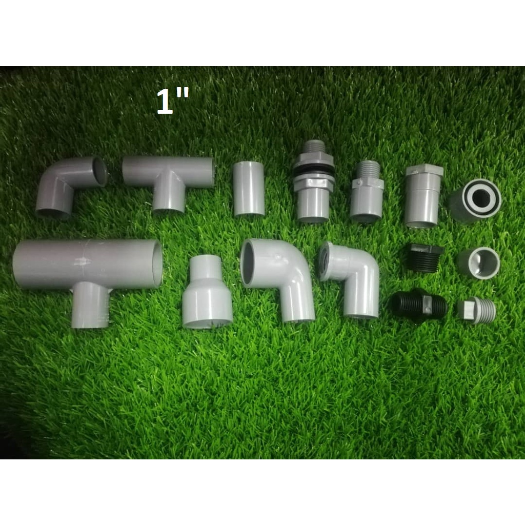 READY STOCK 1" PVC PIPE FITTING JOINT ELBOW TEE SOCKET PT SOCKET VALVE ...