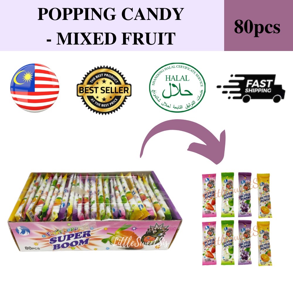 SUPER BOOM POPPING CANDY [80'S] /FRUIT POPPING CANDY / GULA MELETUP ...
