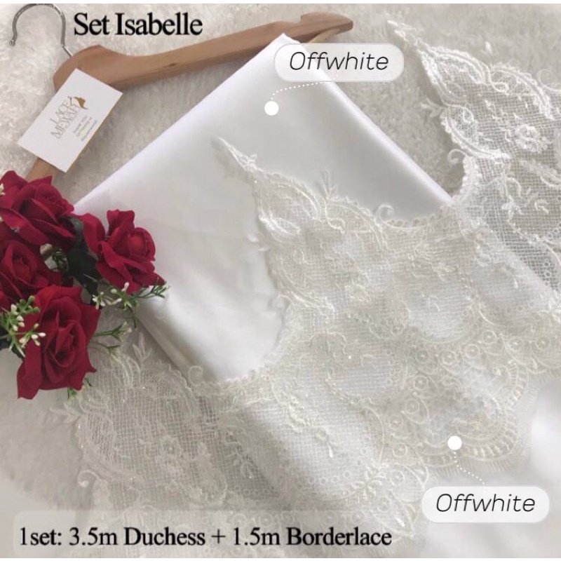 🔥SET KAIN DUCHESS OFFWHITE🔥BRIDAL SATIN & LACEMEWAH KOMBO BORDERLACE ...