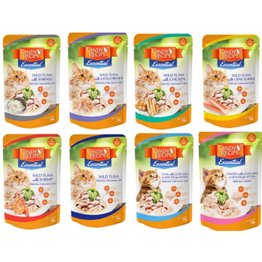 Cindy's Recipe Essential Wet Pouch - 70g / Grain Free / Cat Kitten Food ...