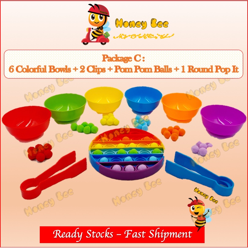 Counting Sorting Matching Bowl Pom Pom Ball Montessori Children Baby ...