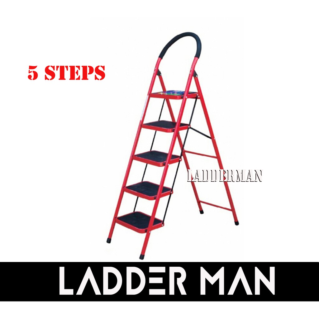 Heavy Duty Ladder Tangga Lipat 5 Steps With Hand Grip Thick Steel ...