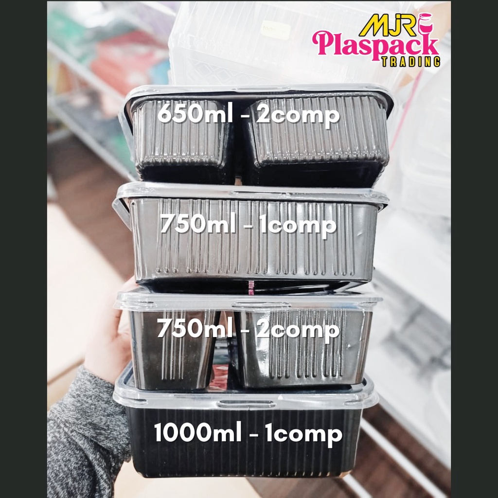 Disposable Plastic Container (Black-based) 650ml 750ml 1000ml 2 ...