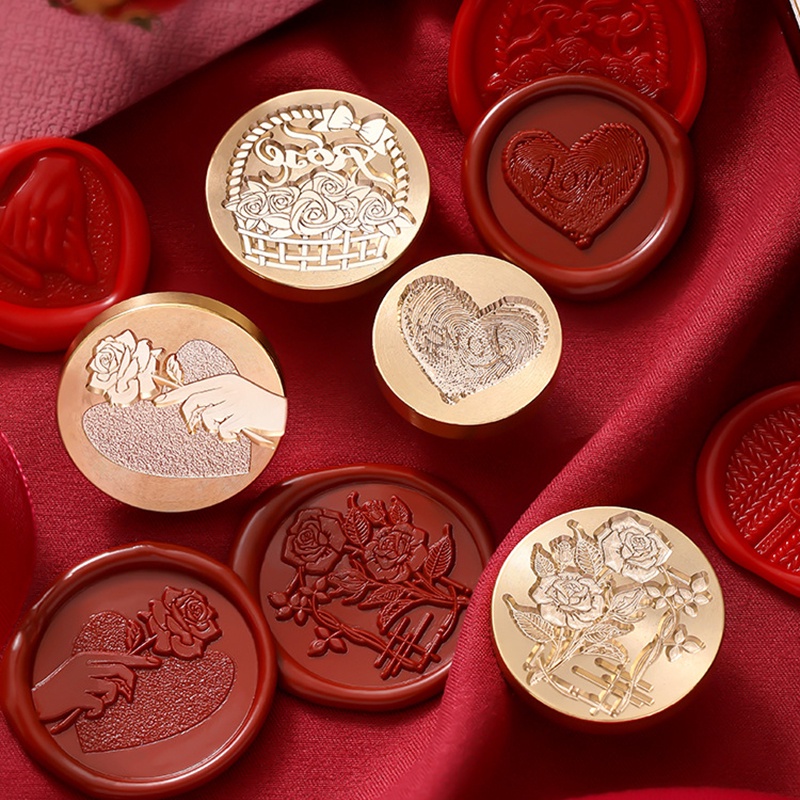 3D Embossed Sealing Wax Stamp Head for Lover Festive Day Heart Rose Wax ...