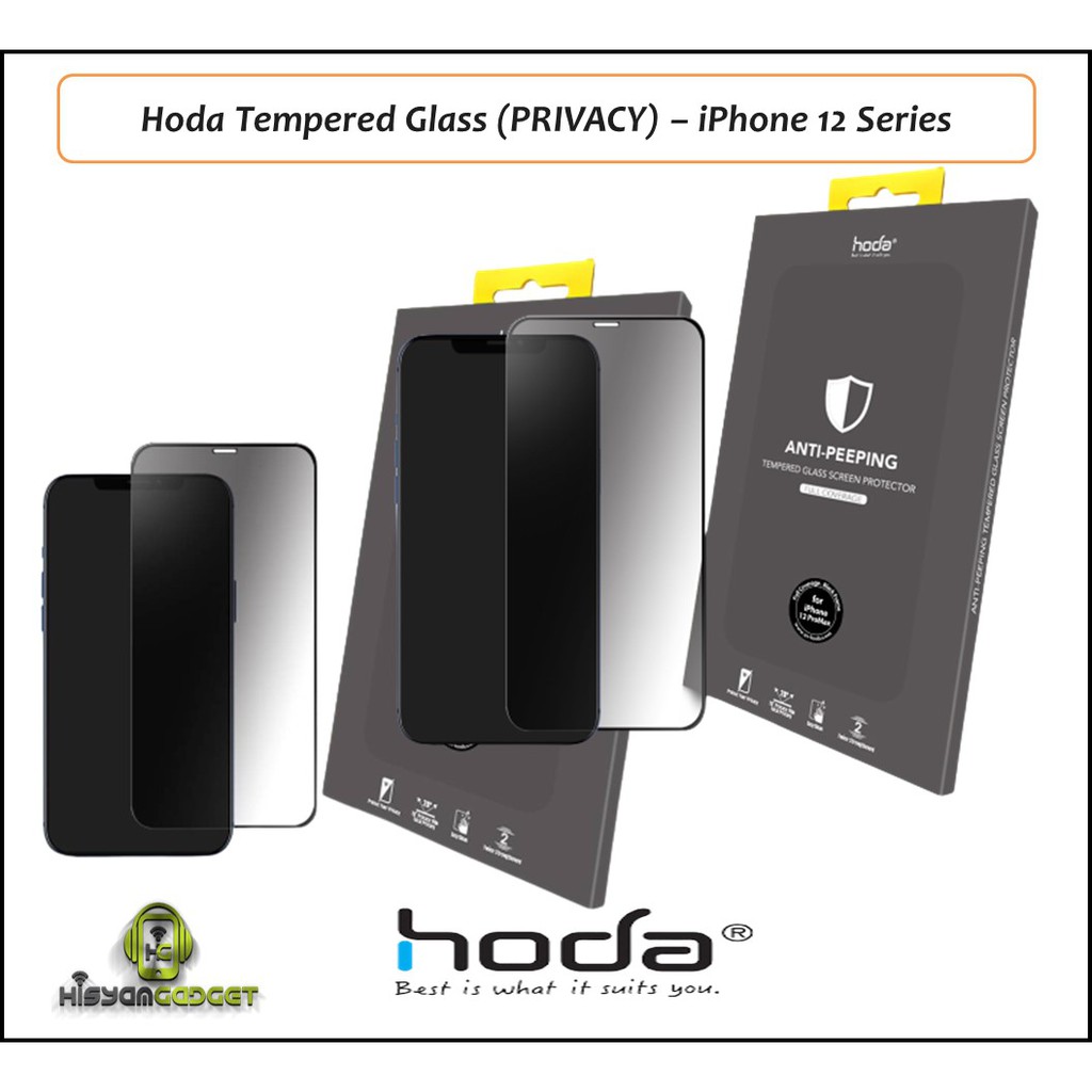 Hoda Anti-Peeper [PRIVACY] 2.5D 0.33mm Full Coverage Tempered Glass For iPhone 12 Mini / 12 / 12 ...