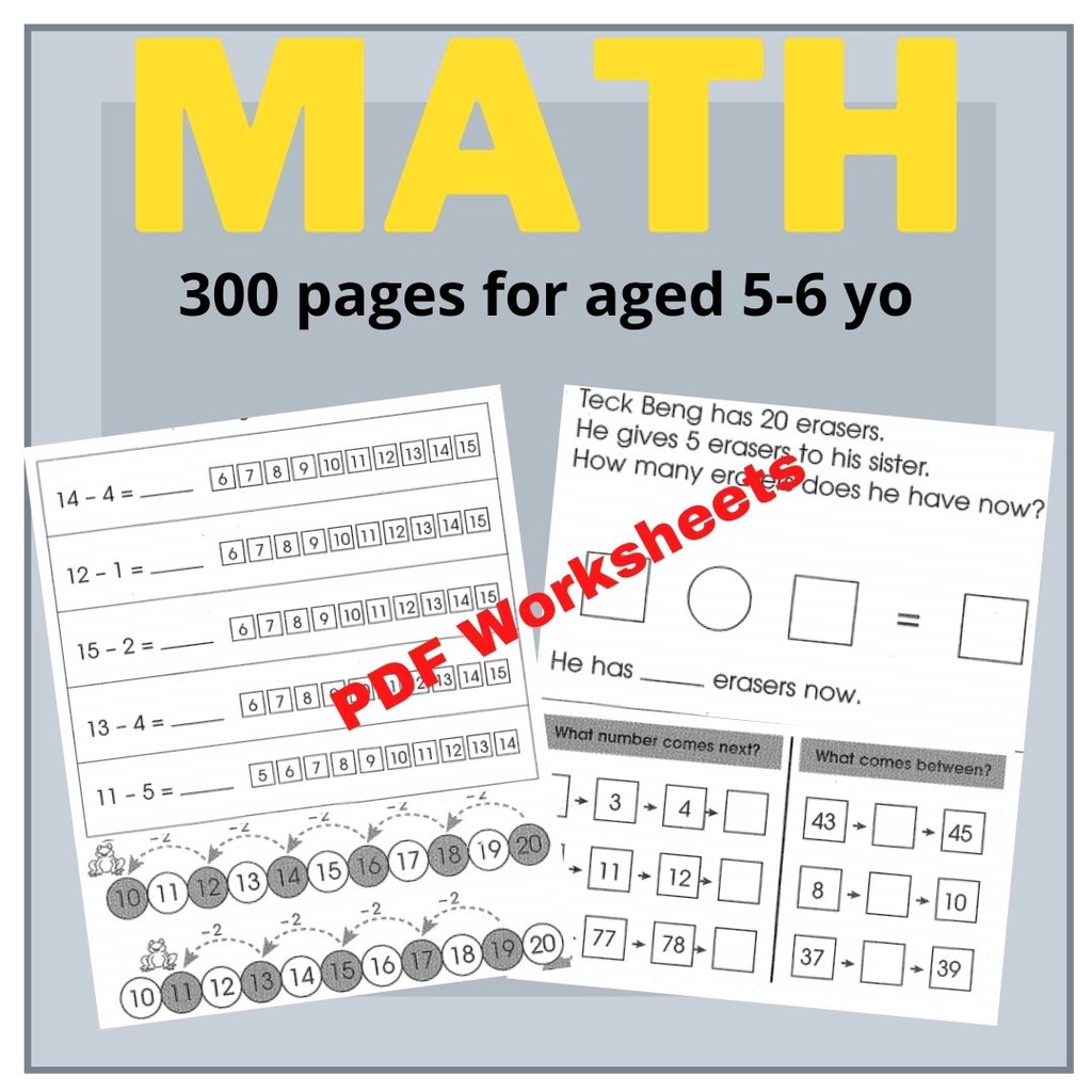 008 PDF Math Worksheets (english version) 300 pages (Aged 5-6) | Shopee ...