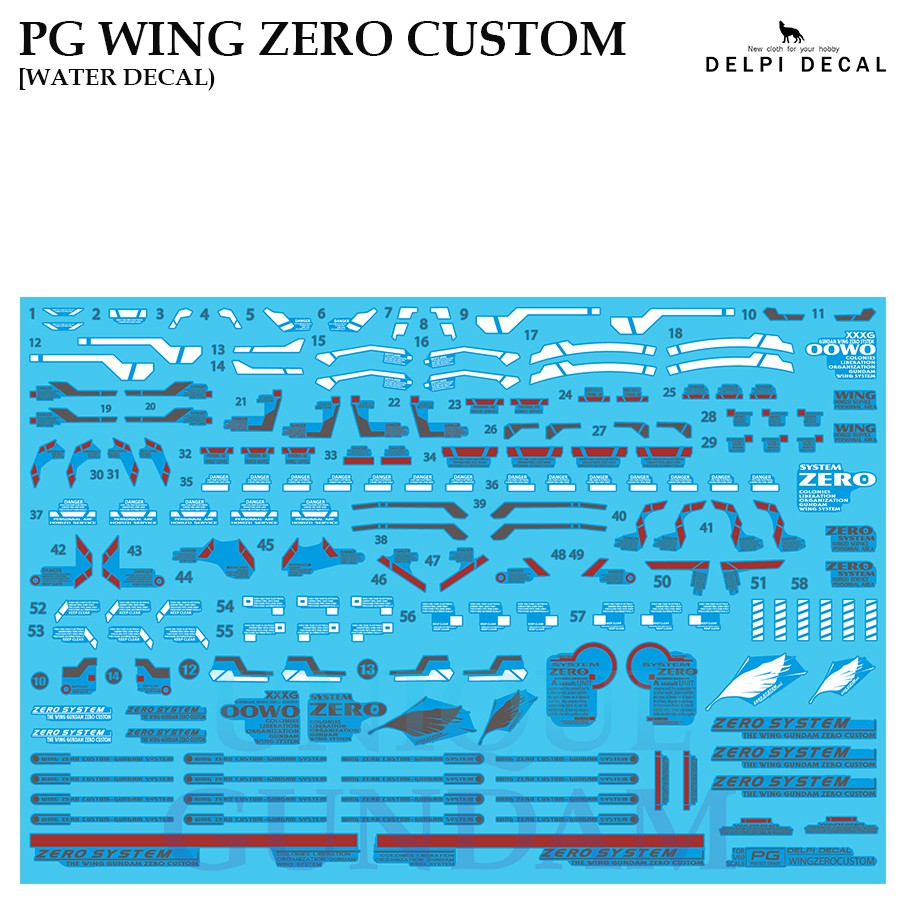 [DELPI DECAL] 32 PG 1/60 WING ZERO CUSTOM GUNDAM WATER SLIDE DECAL ...
