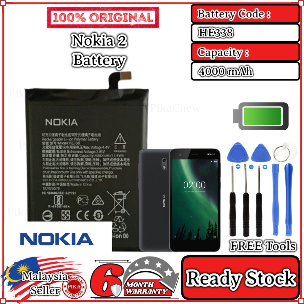 100% Original Nokia 2 Battery Bateri HE338 ( 4000mAh ) with Free Opening Tools | Shopee Malaysia