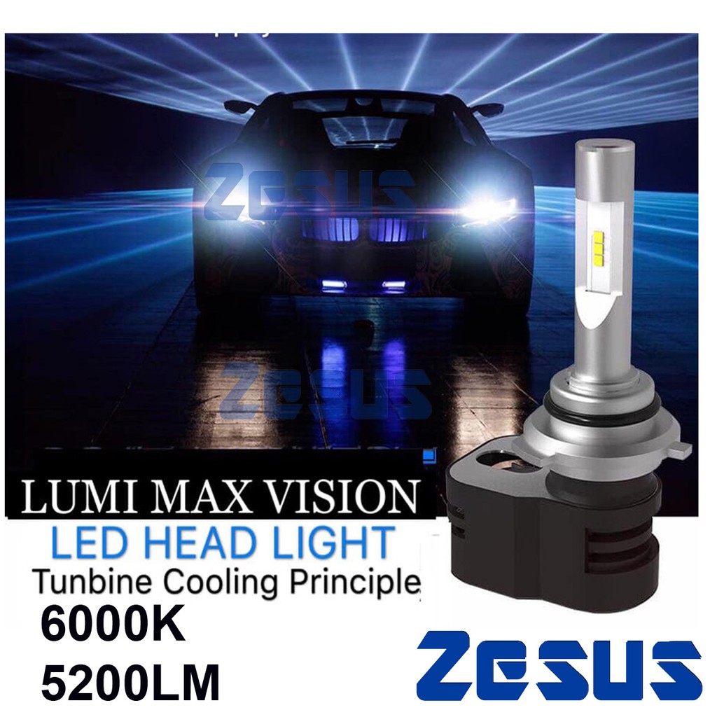 LUMI LED H1 H3 H4 H7 H8/H11 H27 HB3 HB4 9012 5202 6000K 5200LM Bright ...